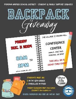PUSD Student & Family Support Services- Backpack Giveaway | Pomona ...